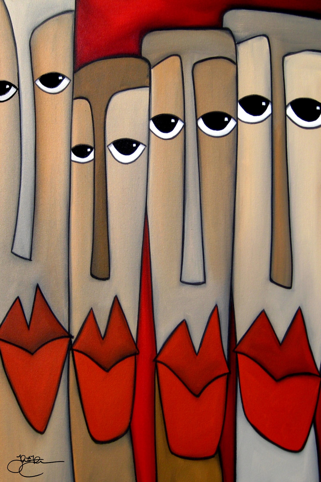 Abstract Canvas Print Original Modern Pop Art Contemporary Painting by ...