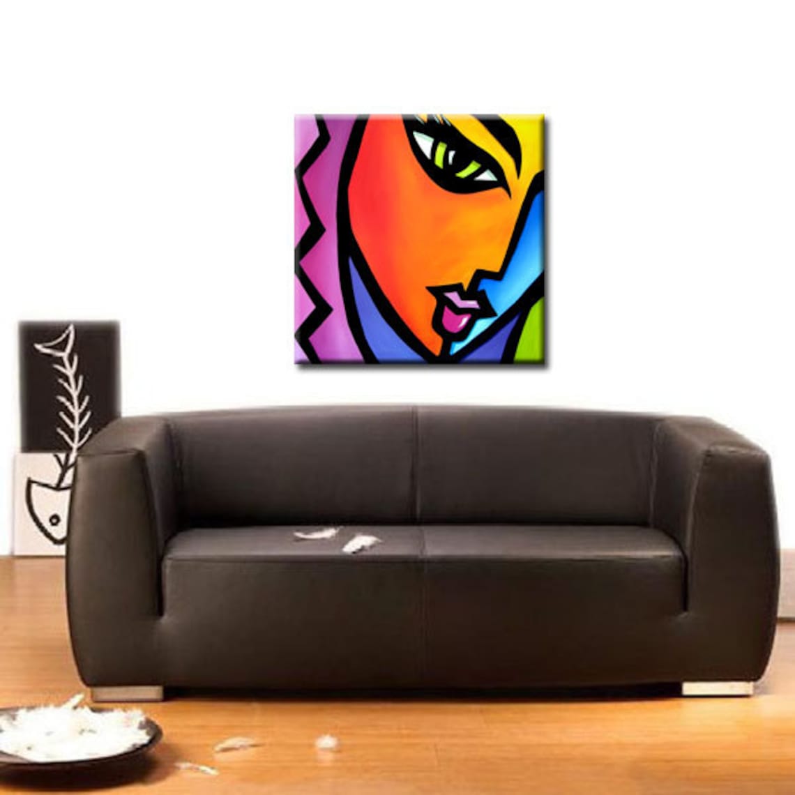 Abstract Painting Modern Pop Art Contemporary Large Colorful Portrait ...