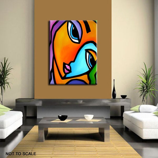 Abstract Painting Modern Pop Art Contemporary Large Colorful Portrait ...