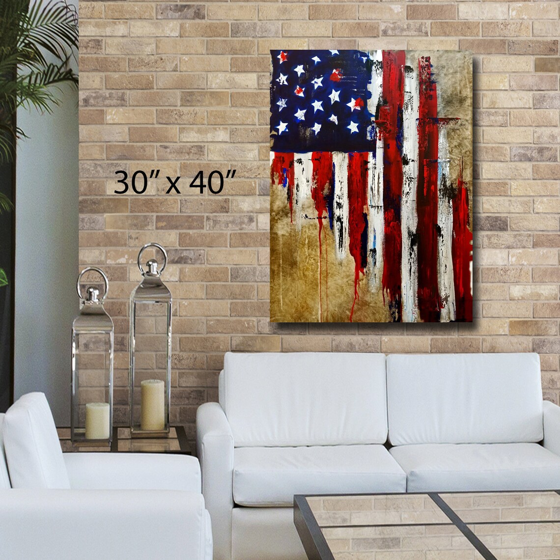 Abstract Painting Modern Pop Art Original Flag Canvas Print by - Etsy