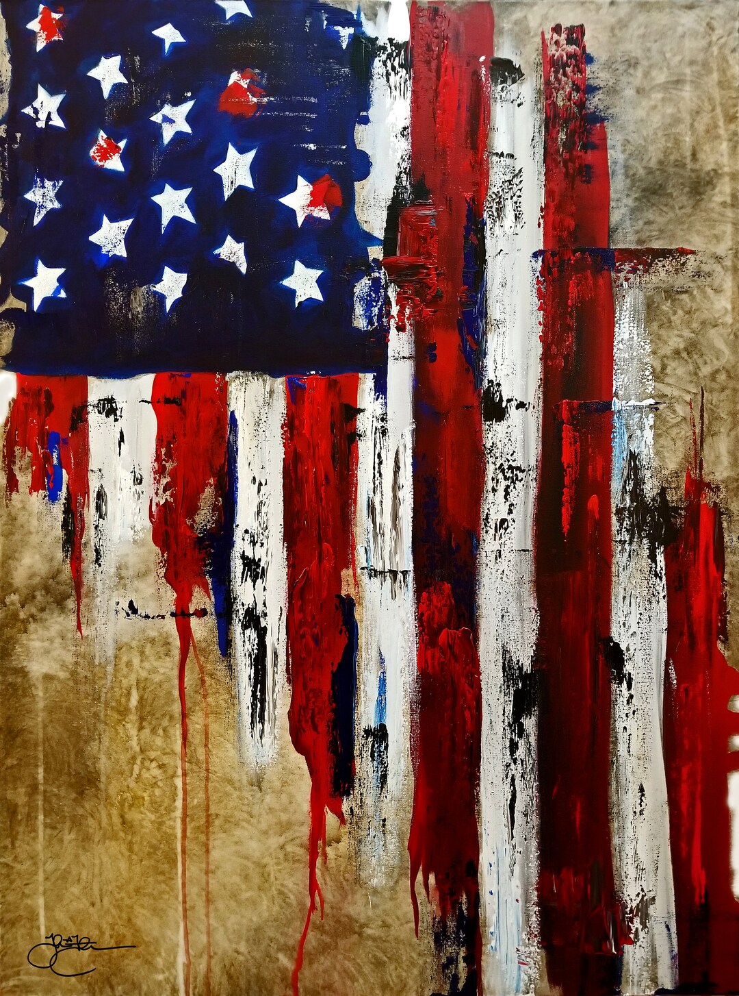 Abstract Modern Pop Art Original American Flag Canvas Print by ...