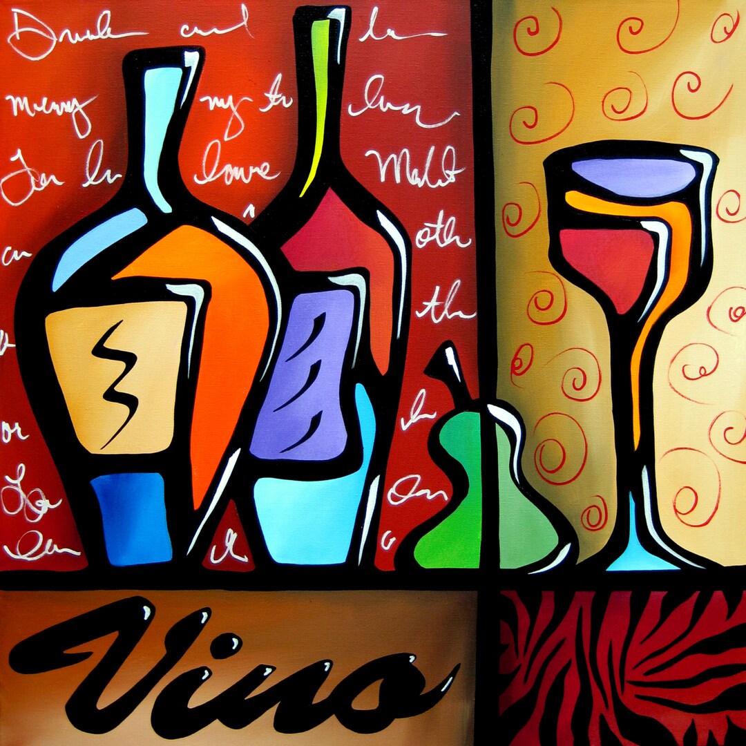 Abstract Painting Modern Pop Art Colorful Cubist Wine by Fidostudio ...