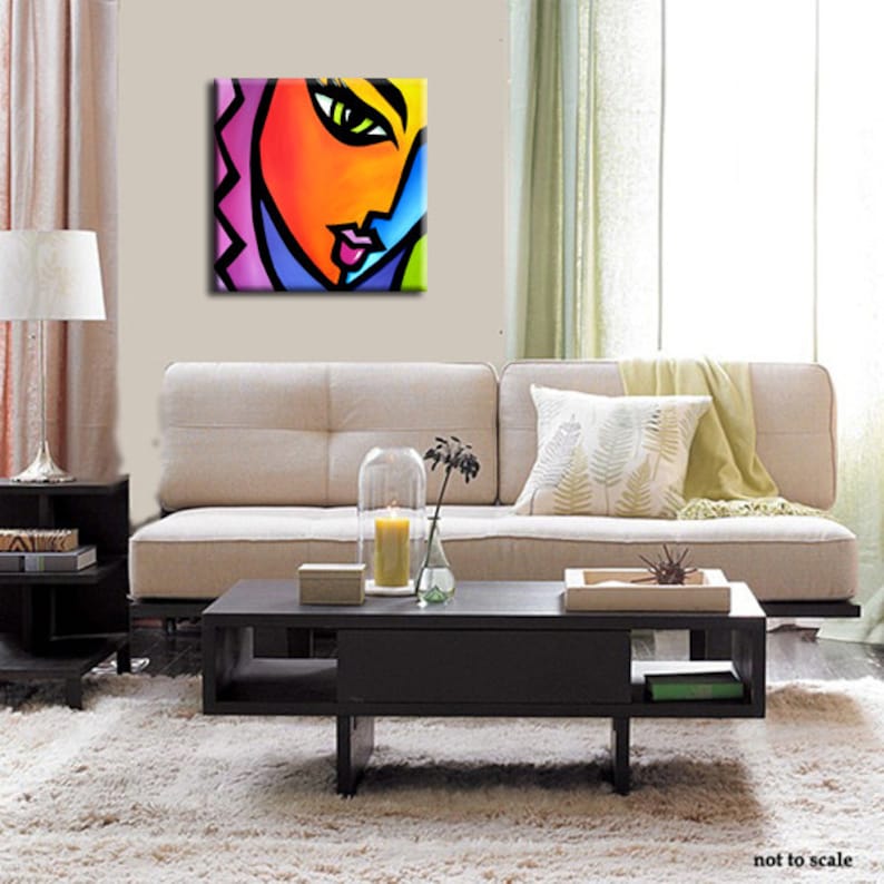 Abstract Painting Modern Pop Art Contemporary Large Colorful Portrait ...
