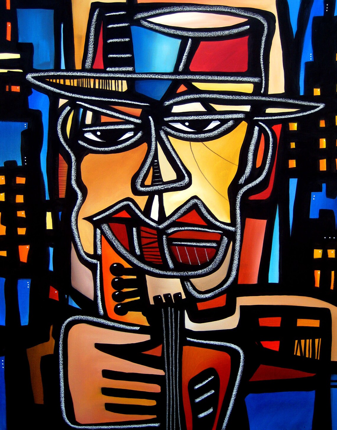 Abstract Modern Pop Art Original Jazz Blues Piano Canvas Print by ...