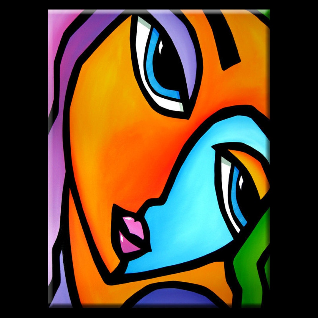 Abstract Painting Modern Pop Art Contemporary Large Colorful Portrait ...