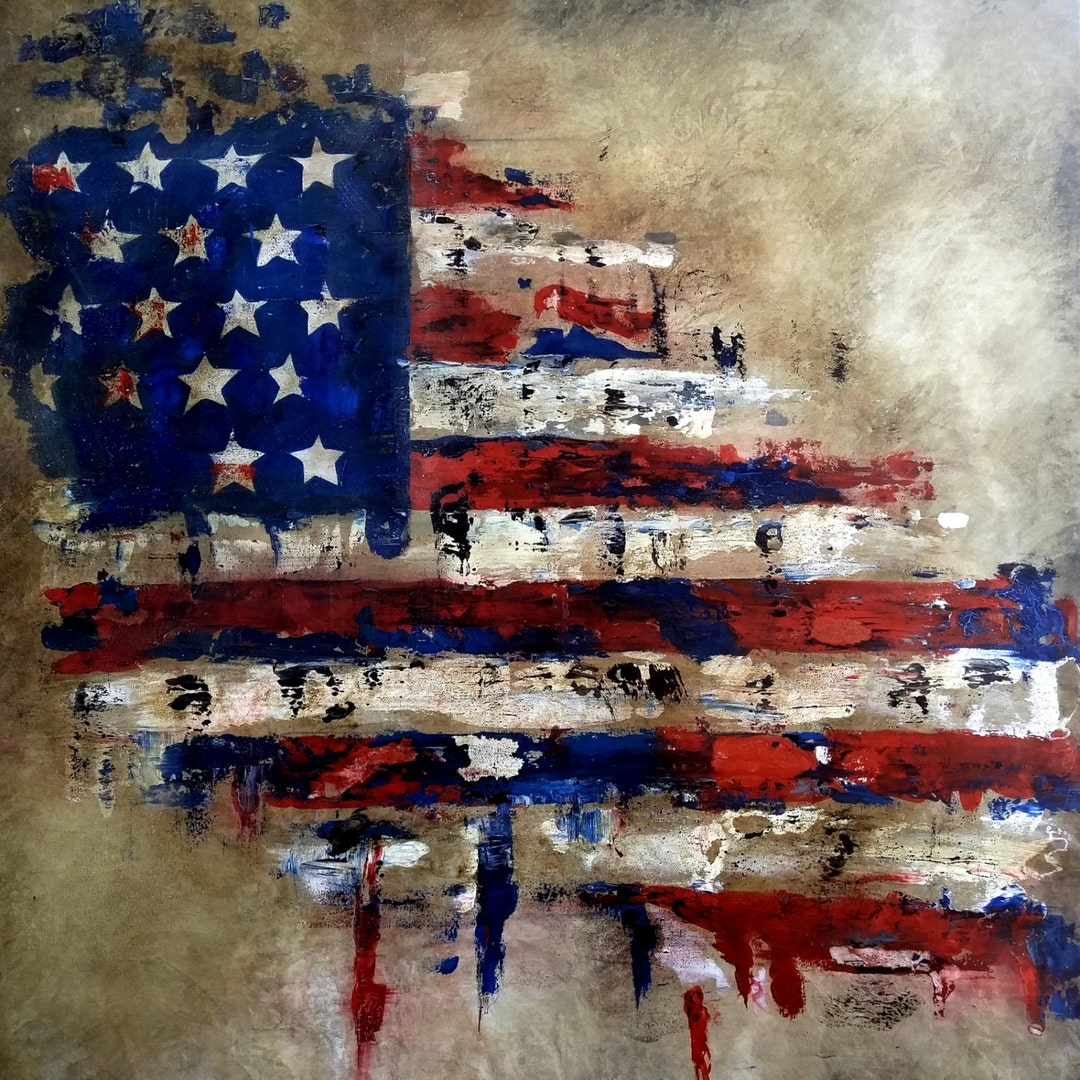 Abstract Flag Painting American Veterans Canvas Pop Art by Fidostudio ...