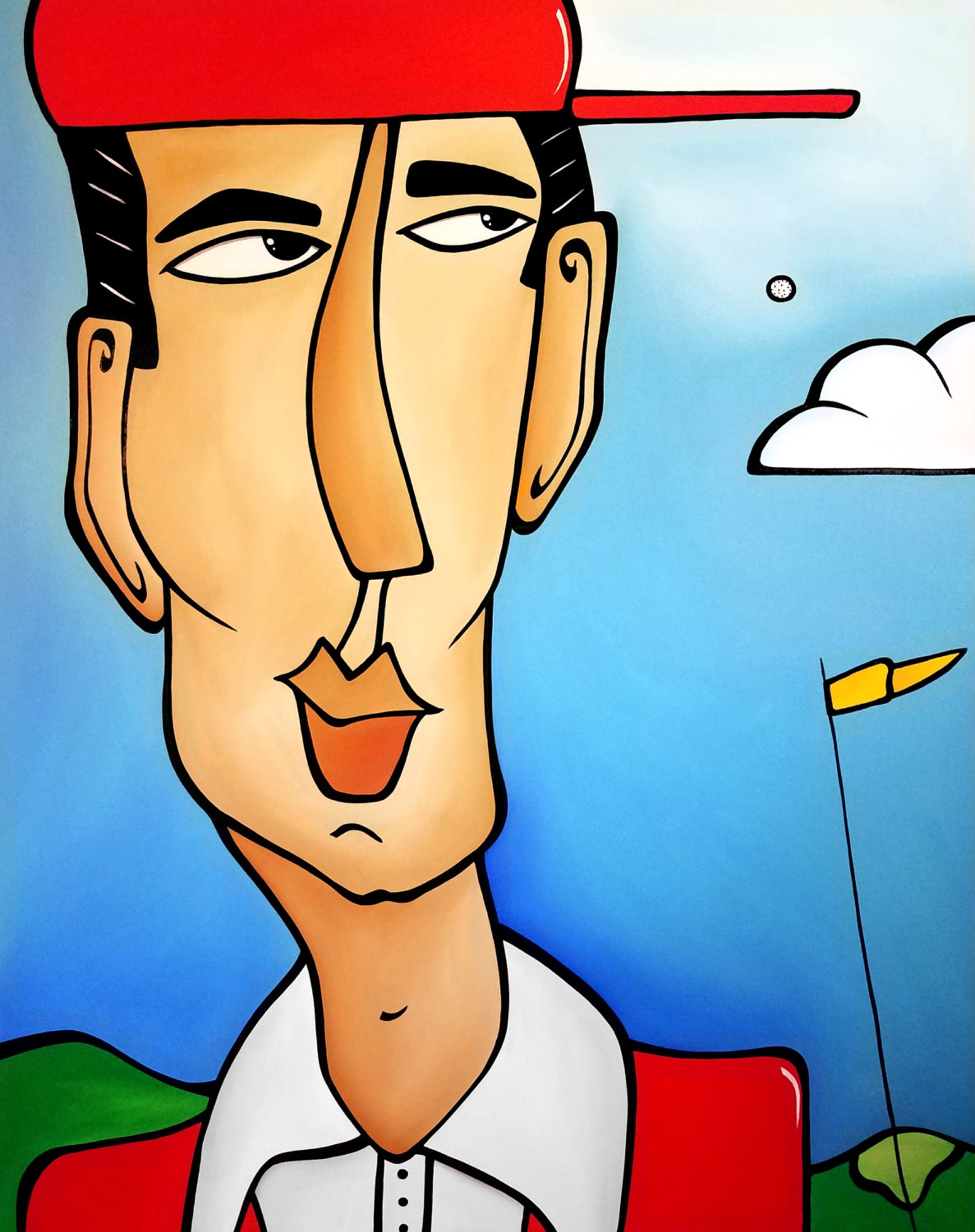 Abstract Art Canvas Golf Print Modern Pop Large Collage Painting by ...