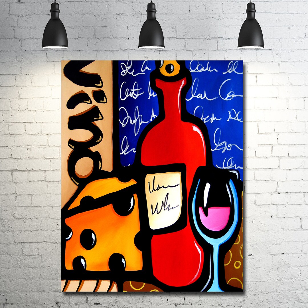Abstract Wine Painting Pop Art Original Canvas Print by Fidostudio Good ...