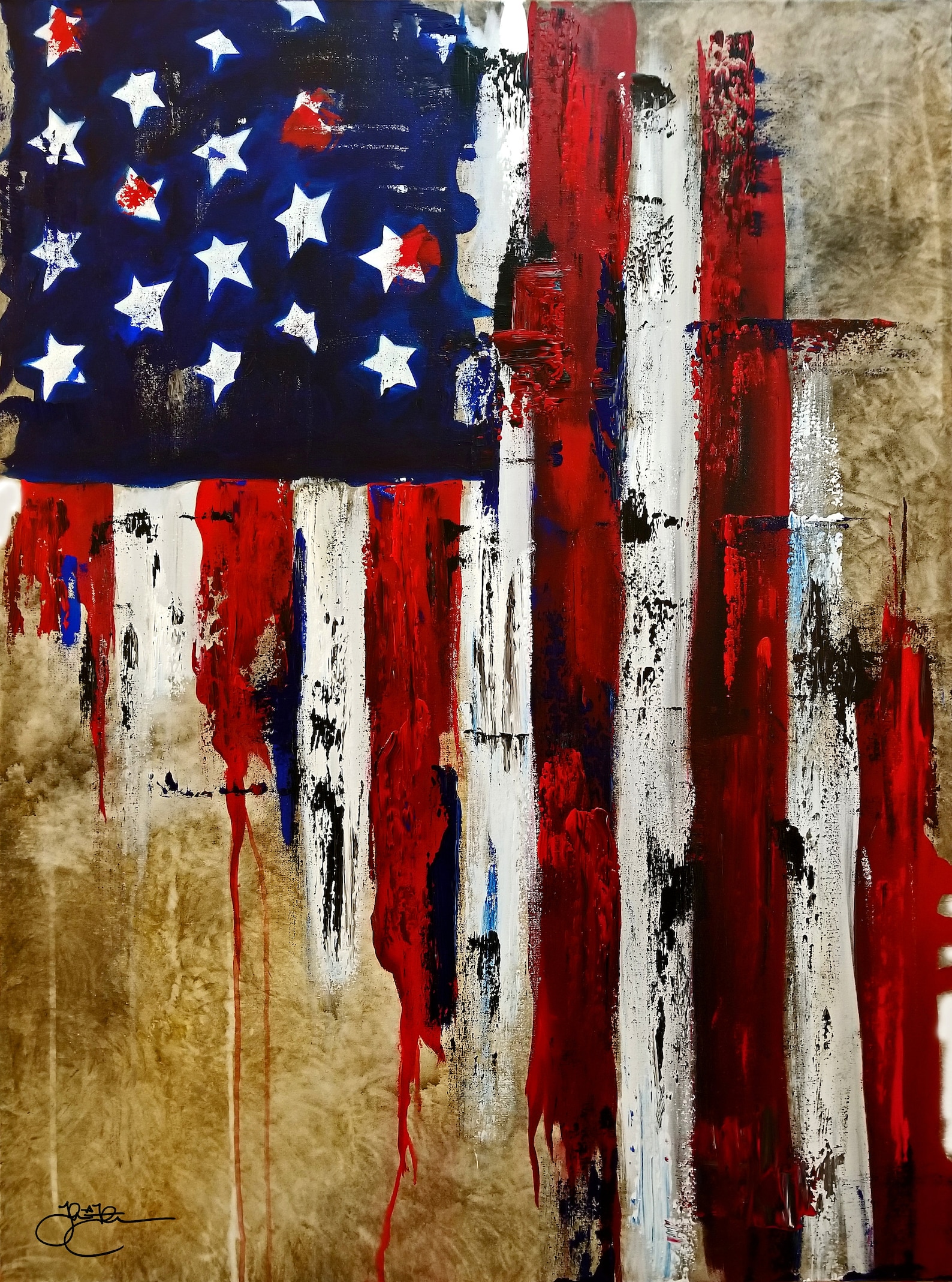 Abstract Painting Modern Pop Art Original Flag Canvas Print by - Etsy