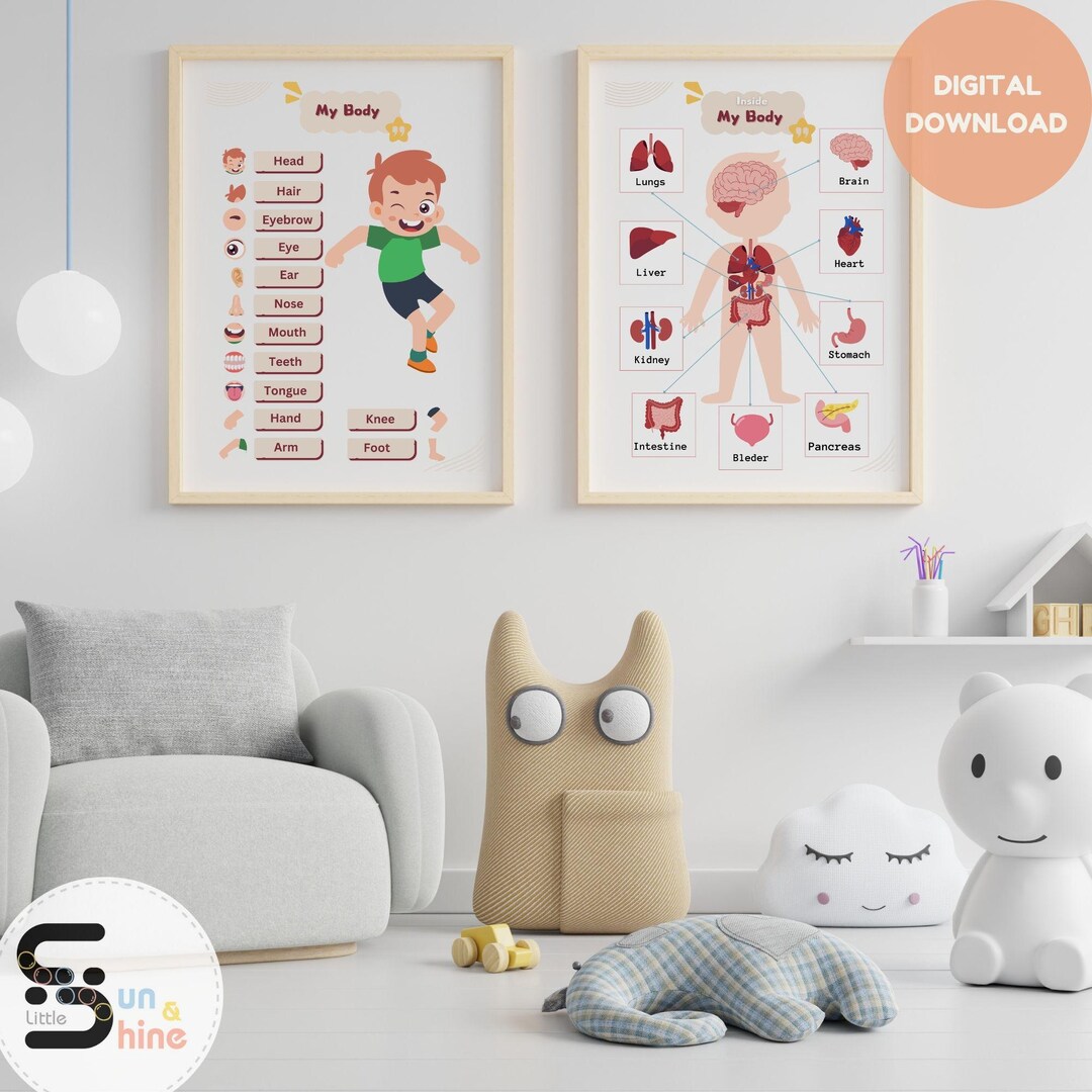 Body Parts Poster, Anatomy for Kids Worksheet, Kids Wall Decor, My Body ...