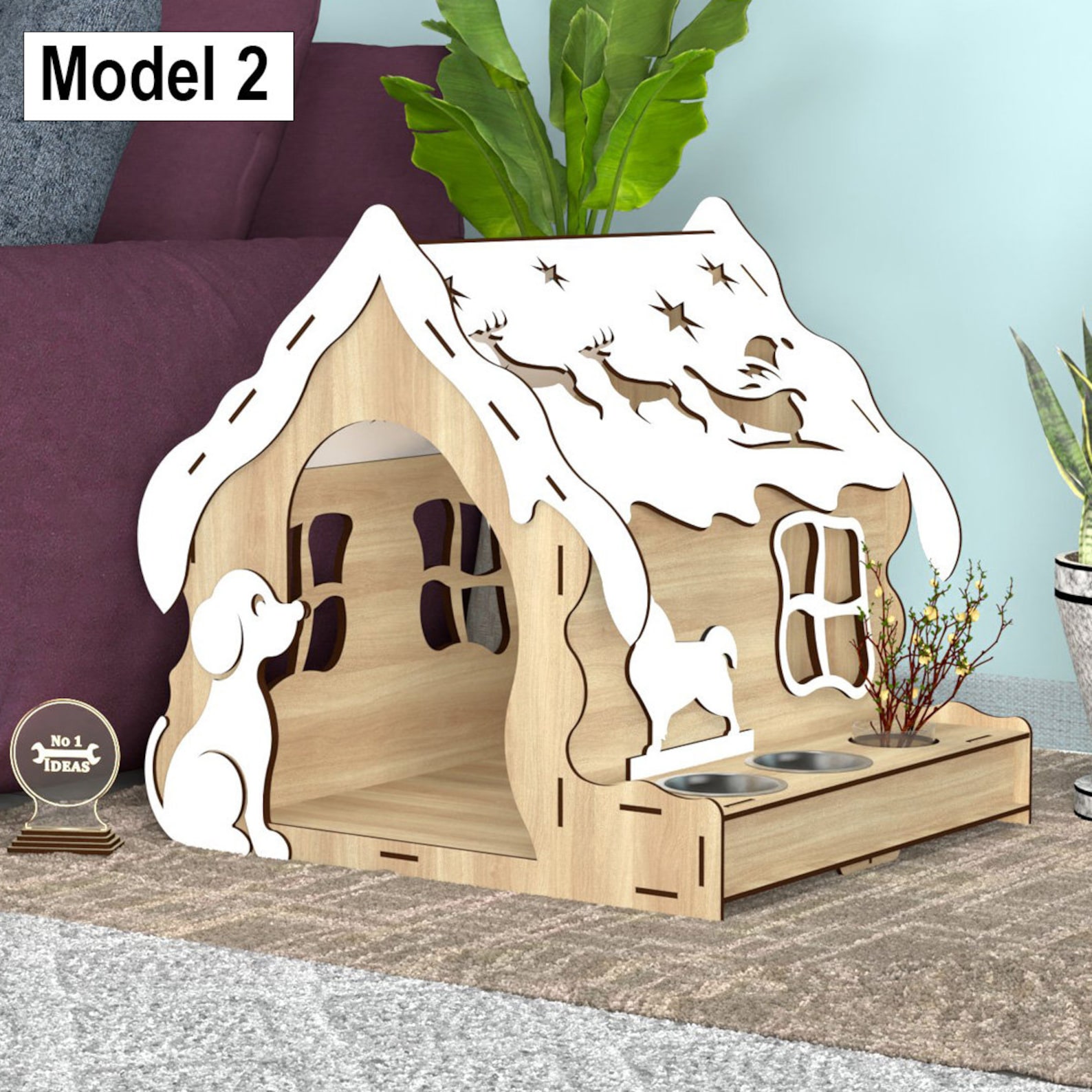 2 Versions of Lovely Dog House DXF, Gifts for Pets, Dog House Plans ...