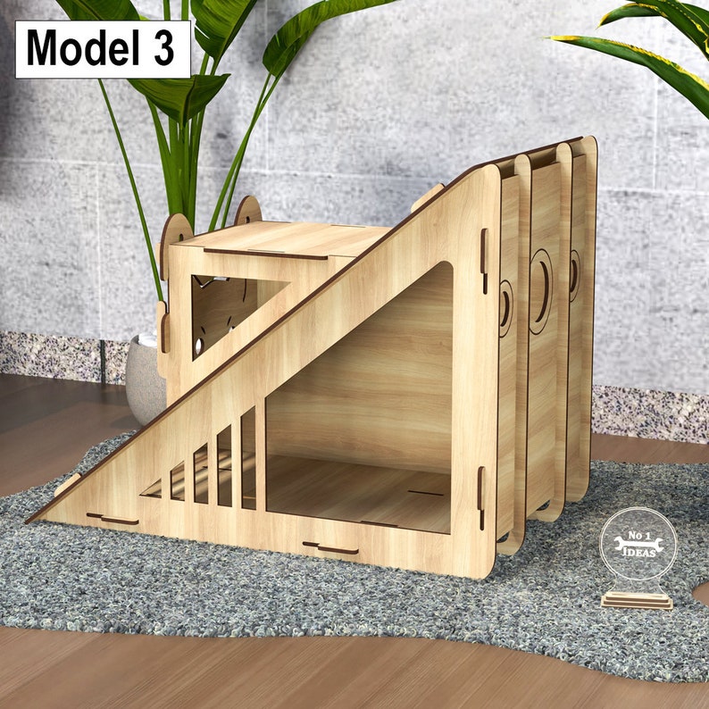 3 versiones de Cozy Triangle Cat House DXF, Cat House SVG, Regalos para ...