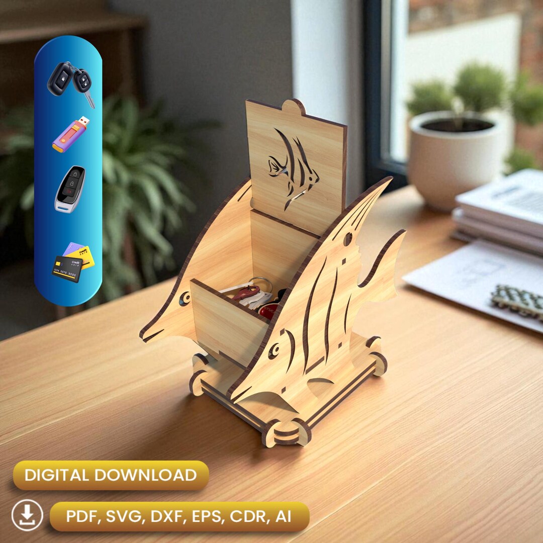 Wood Fish Key Holder Laser Cut, Personalized Gift, Home Key Holder, Key ...