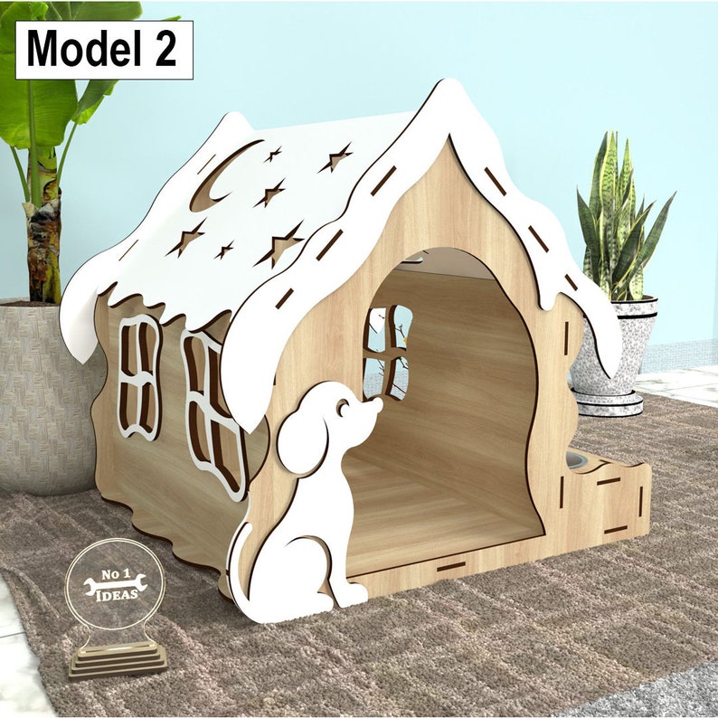 2 Versions of Lovely Dog House DXF, Gifts for Pets, Dog House Plans ...