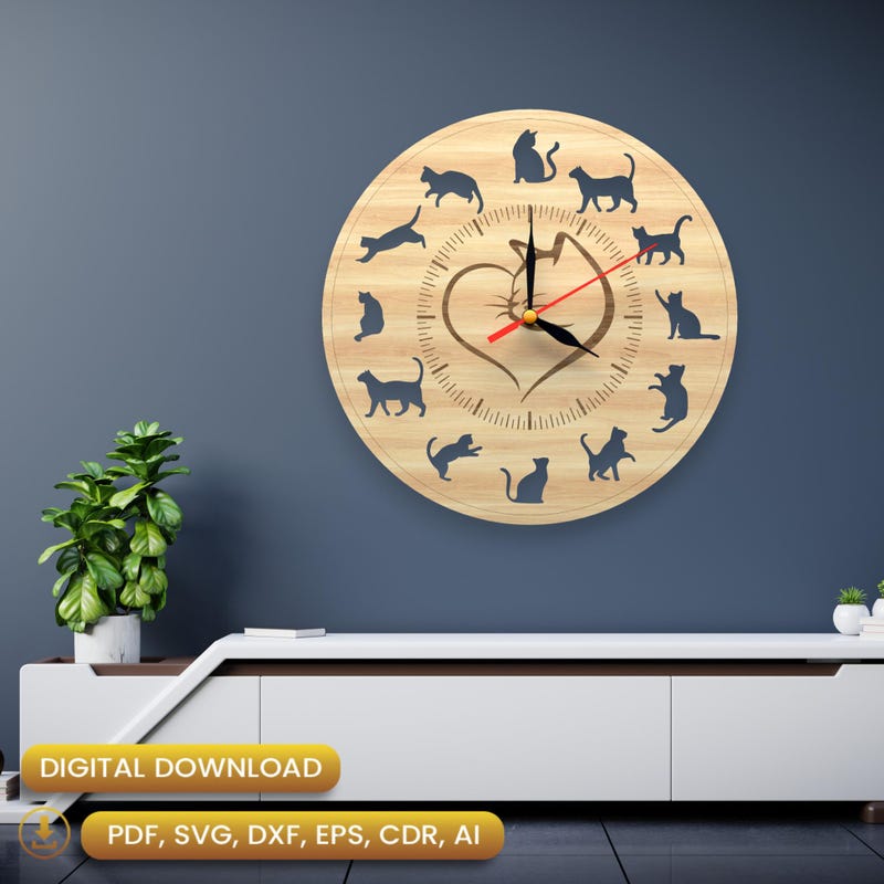 Cat Wall Clock - Etsy