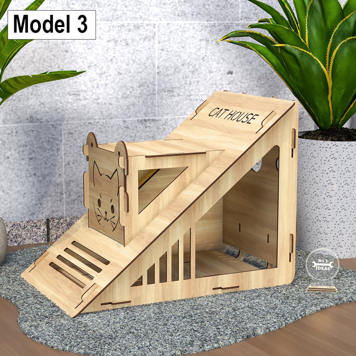 3 versiones de Cozy Triangle Cat House DXF, Cat House SVG, Regalos para ...