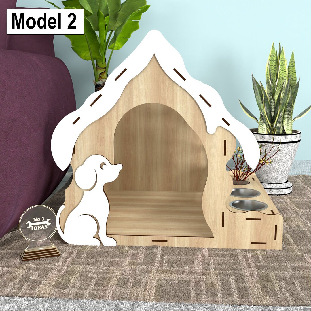 2 Versions of Lovely Dog House DXF, Gifts for Pets, Dog House Plans ...
