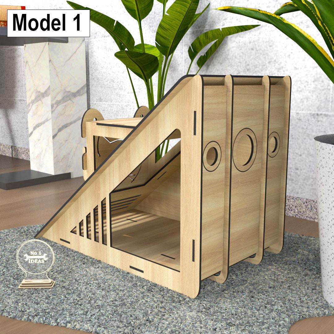 3 Versions of Cozy Triangle Cat House DXF, Cat House SVG, Gifts for ...