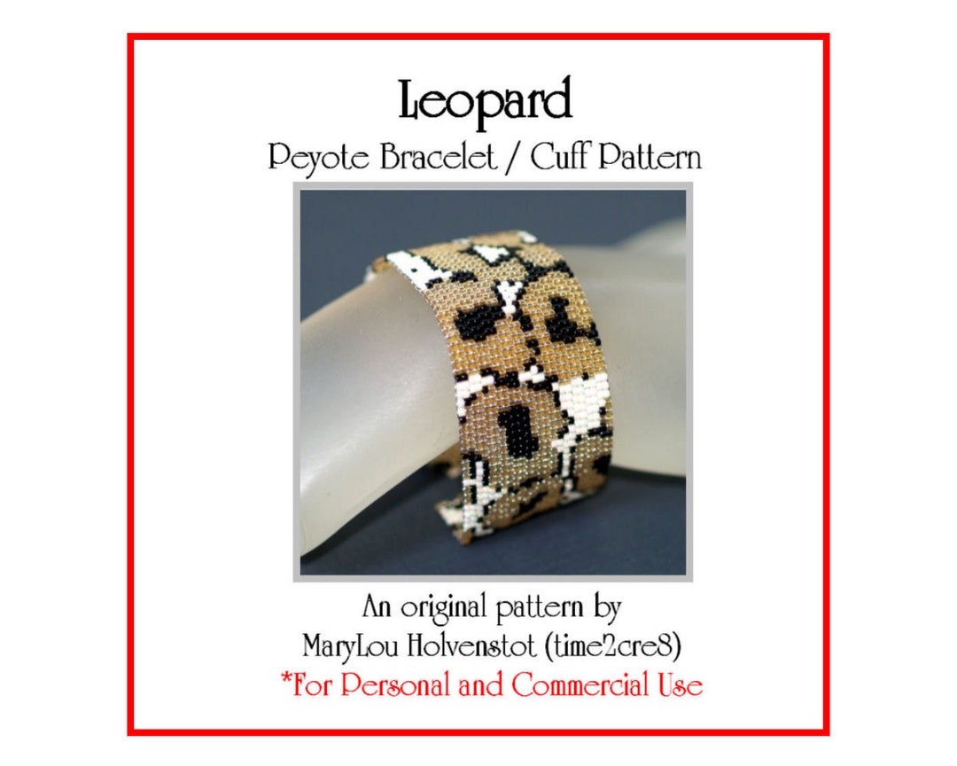 LEOPARD Narrow Peyote Bracelet Pattern Beadwoven Jewelry Tutorial Wild Animal Print Skin Africa ...