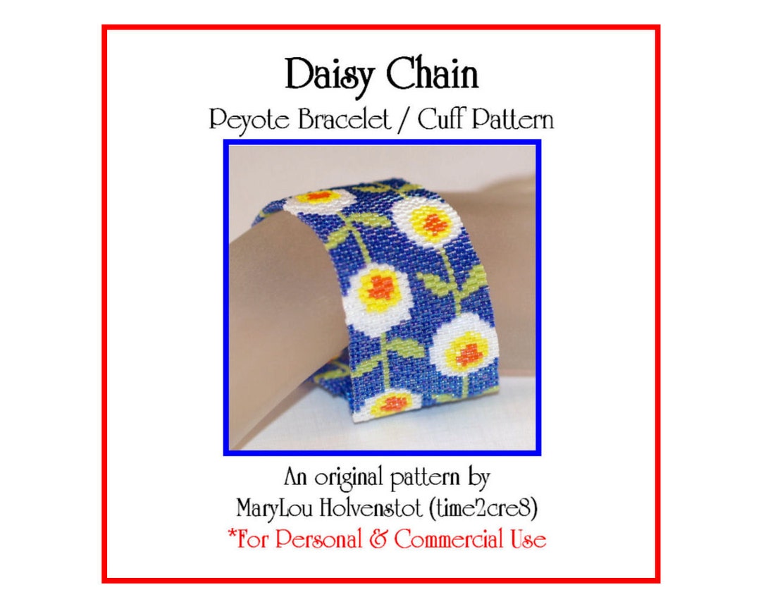 DAISY CHAIN Peyote Bracelet Pattern - Bonus Pattern Beadwoven Jewelry ...