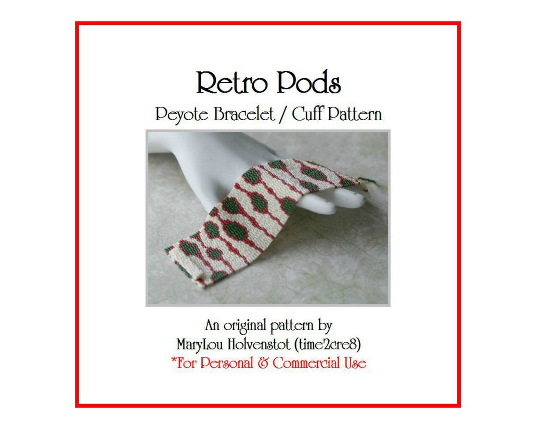 RETRO PODS Peyote Cuff Pattern - Beadwoven Bracelet Jewelry Tutorial ...
