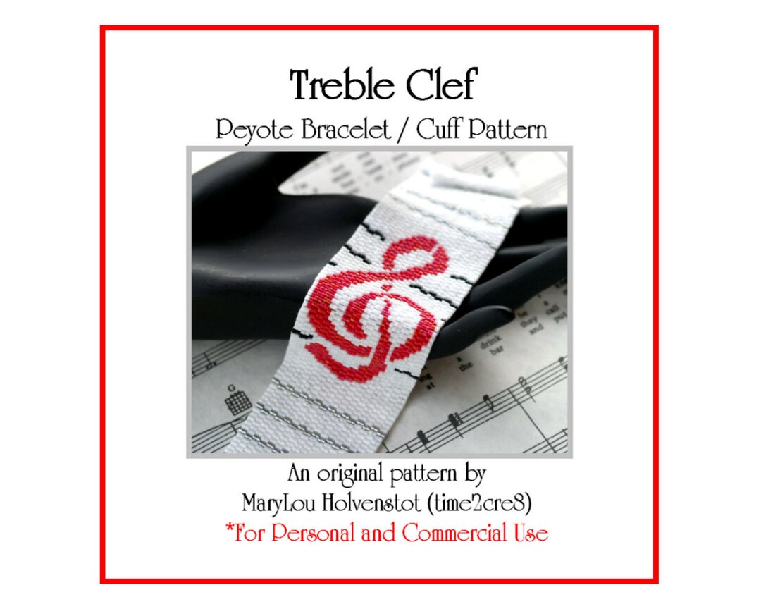 TREBLE CLEF Peyote Cuff Bracelet Pattern - Beadwoven Jewelry Tutorial ...