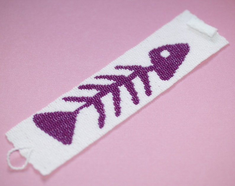 Arêtes de poisson fuchsia / Bracelet Manchette large perles tissage ...