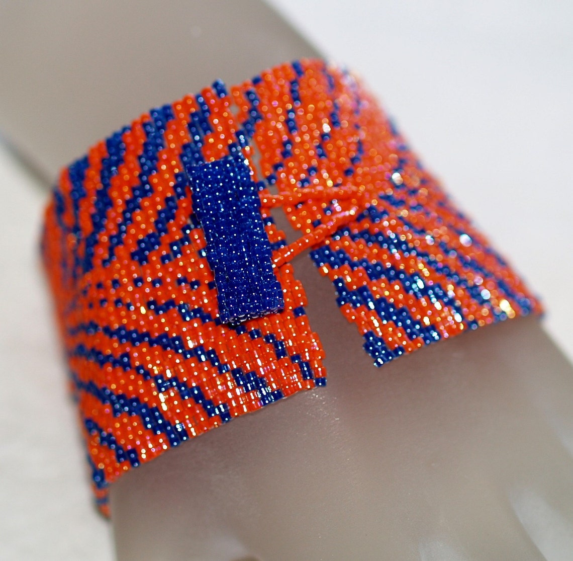To and Fro / Beadwoven Peyote Cuff Bracelet / Brilliant Orange - Etsy