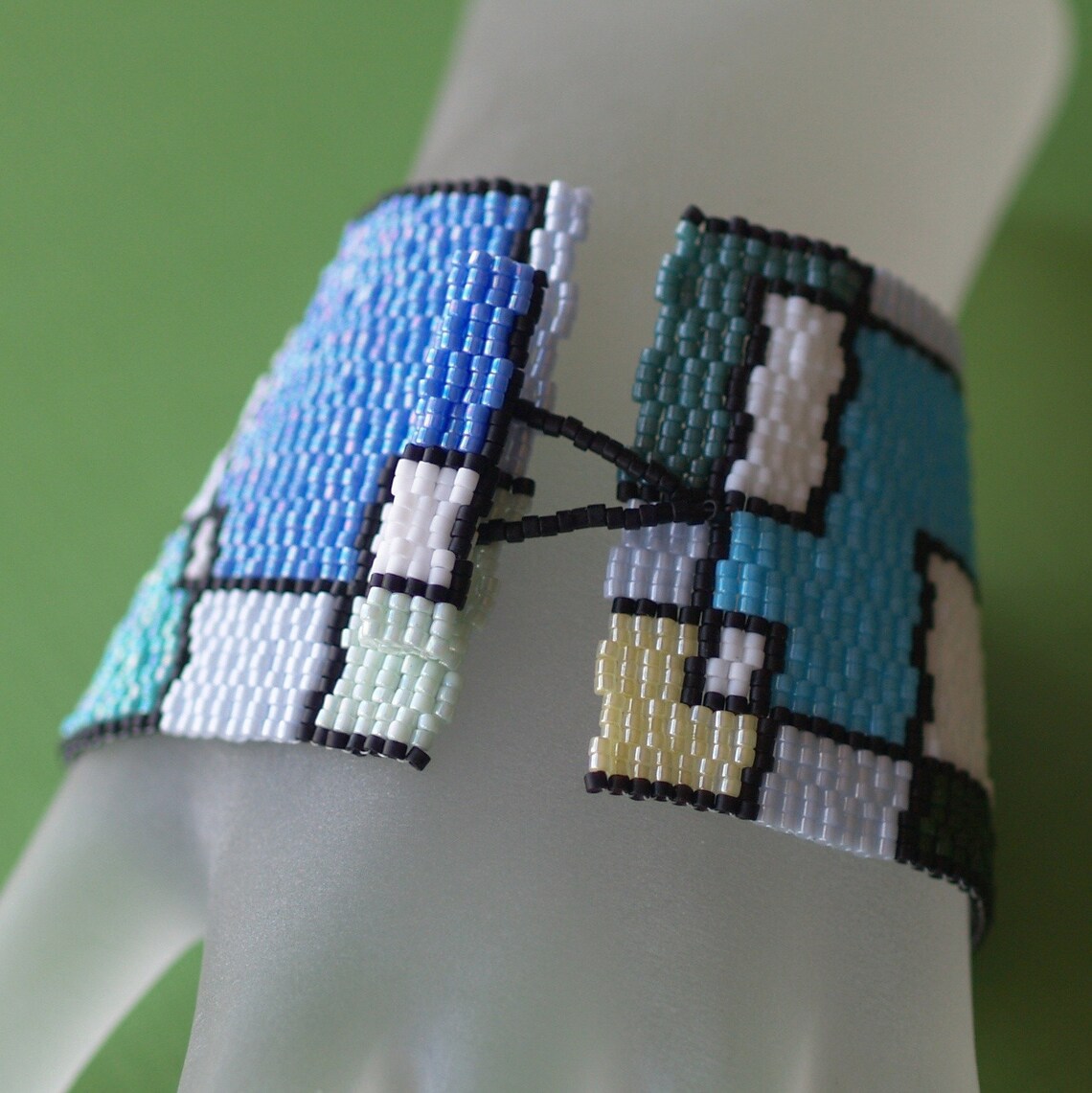 Playing With Blocks / Peyote Bracelet Cuff Wide / Geometric Jewelry ...