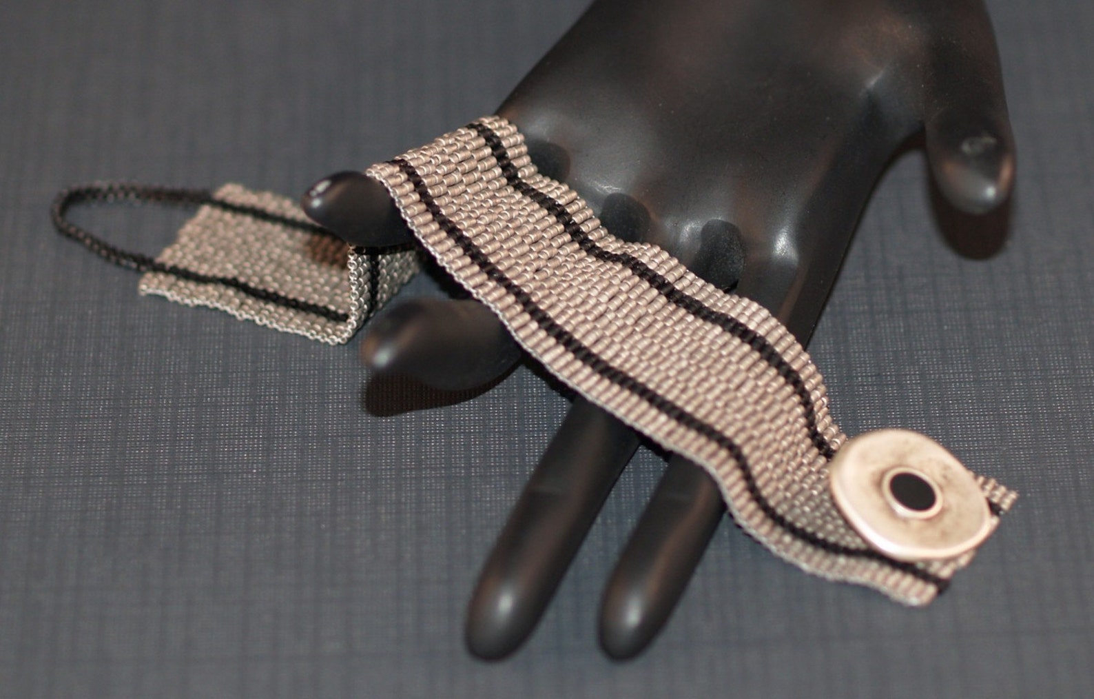 Iron Ore / Peyote Bracelet Beadwoven Cuff Matte Steel Black Metallic ...