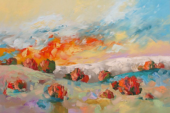 Landscape Abstract Acrylic Painting Giclee Print Impressionist | Etsy