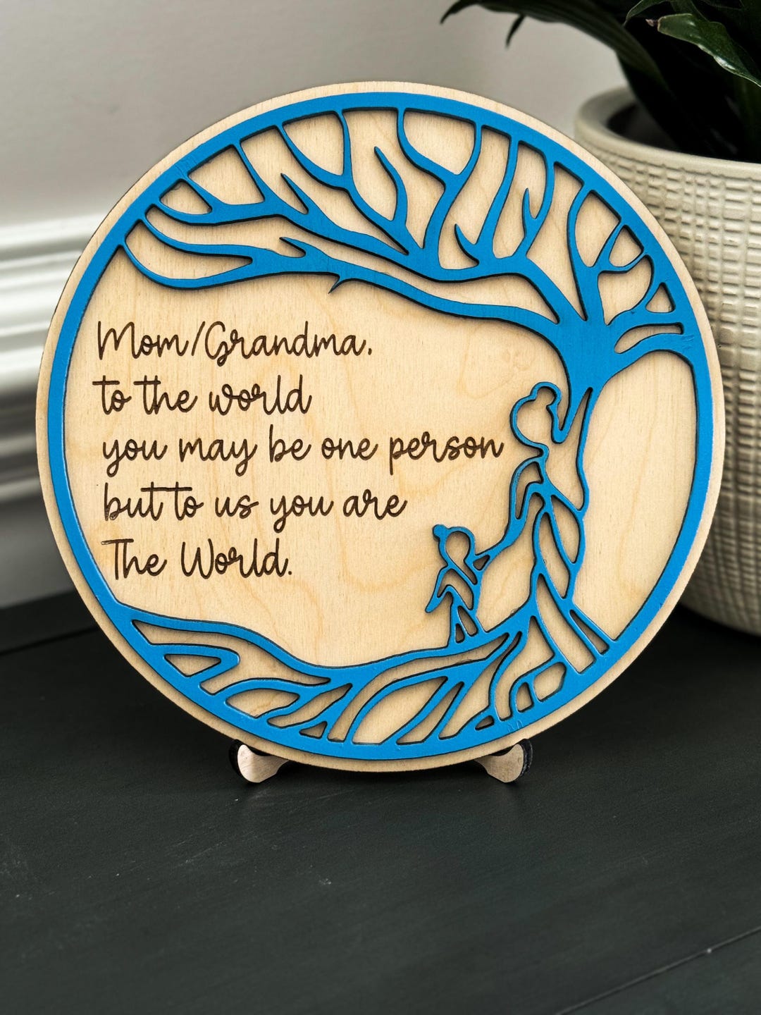 Personalized Mother-child Tree Plaque: Painted Birch Wood, Gift for Mom ...