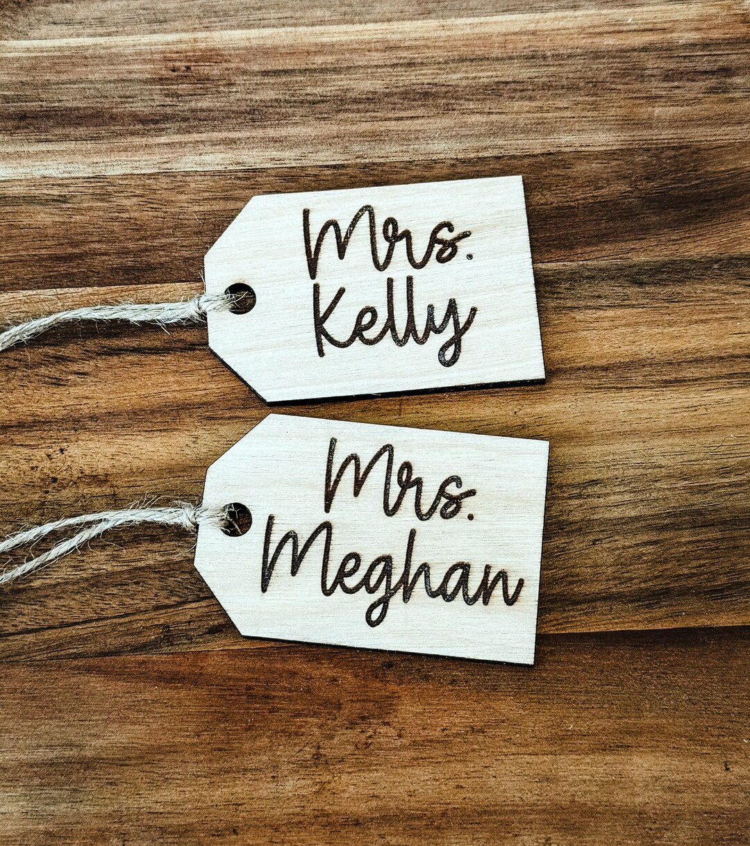 Wooden Engraved Teacher Name Tag, Gift Bag Label, Teacher Appreciation ...