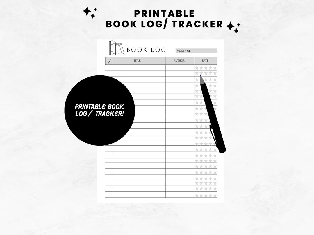 Black and White Printable Reading Book Tracker / Book Log-track With ...