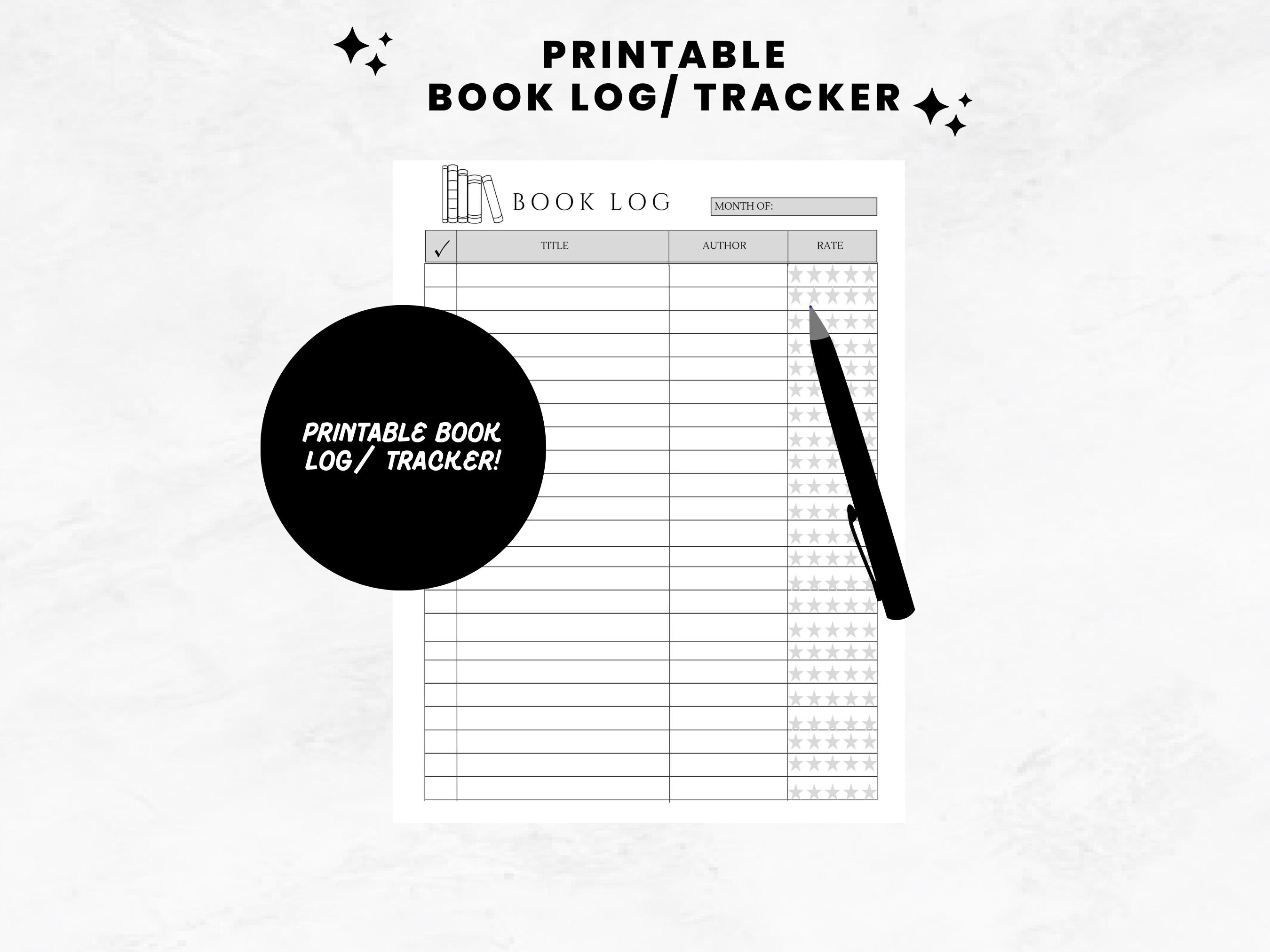 Black and White Printable Reading Book Tracker / Book Log-track With ...