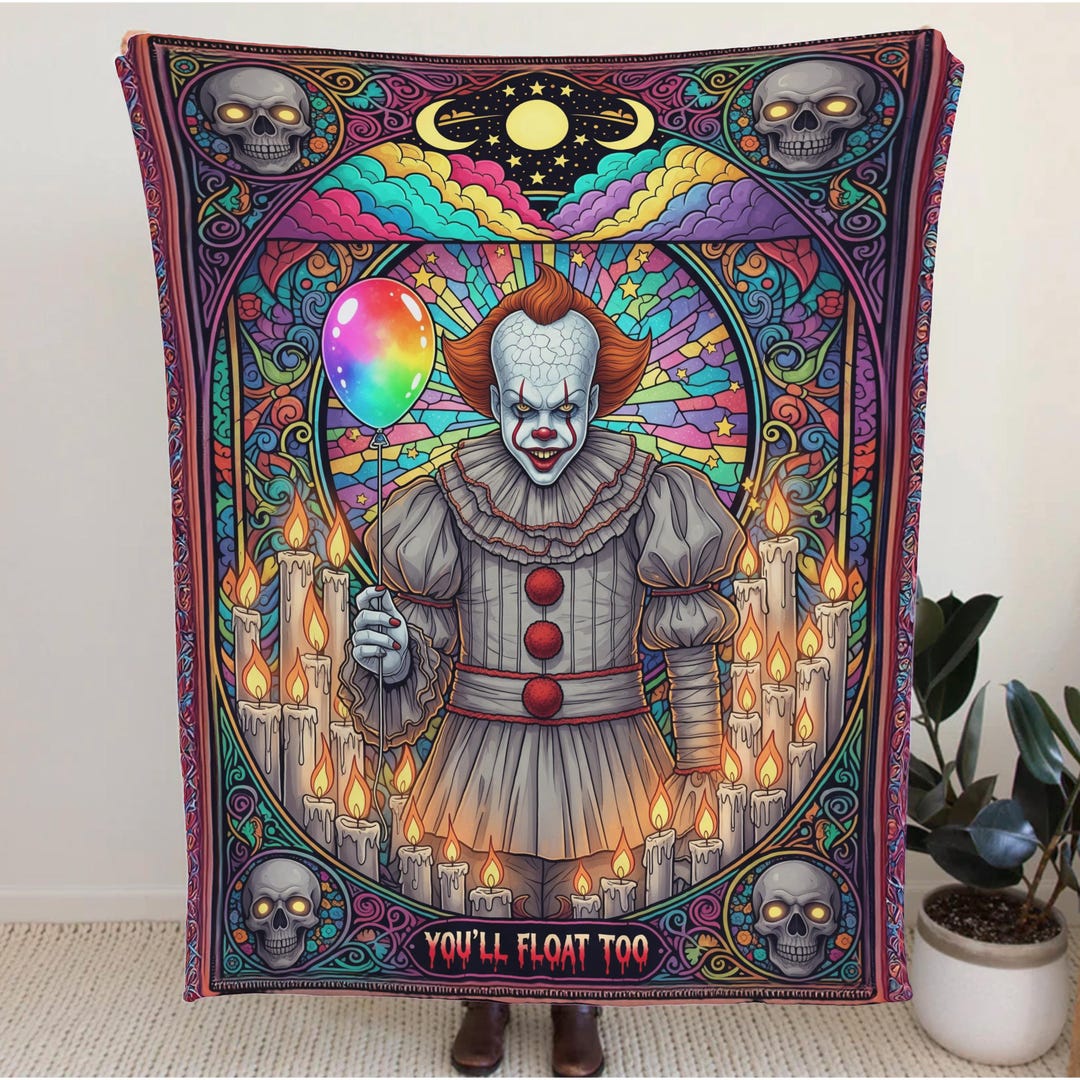 Creepy Halloween Horror Clown Blanket – Pennywise Inspired Throw ...