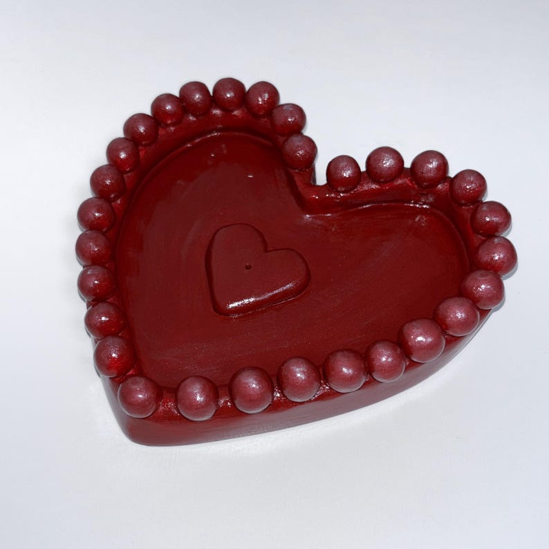 Red Sparkling Heart Incense Holder – Aesthetic Jewerly Dish, Handmade ...
