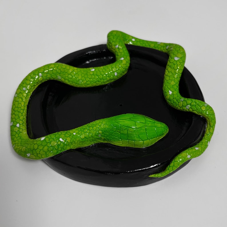 Green Snake Incense Holder – Handmade Serpent Incense Burner, Gothic ...