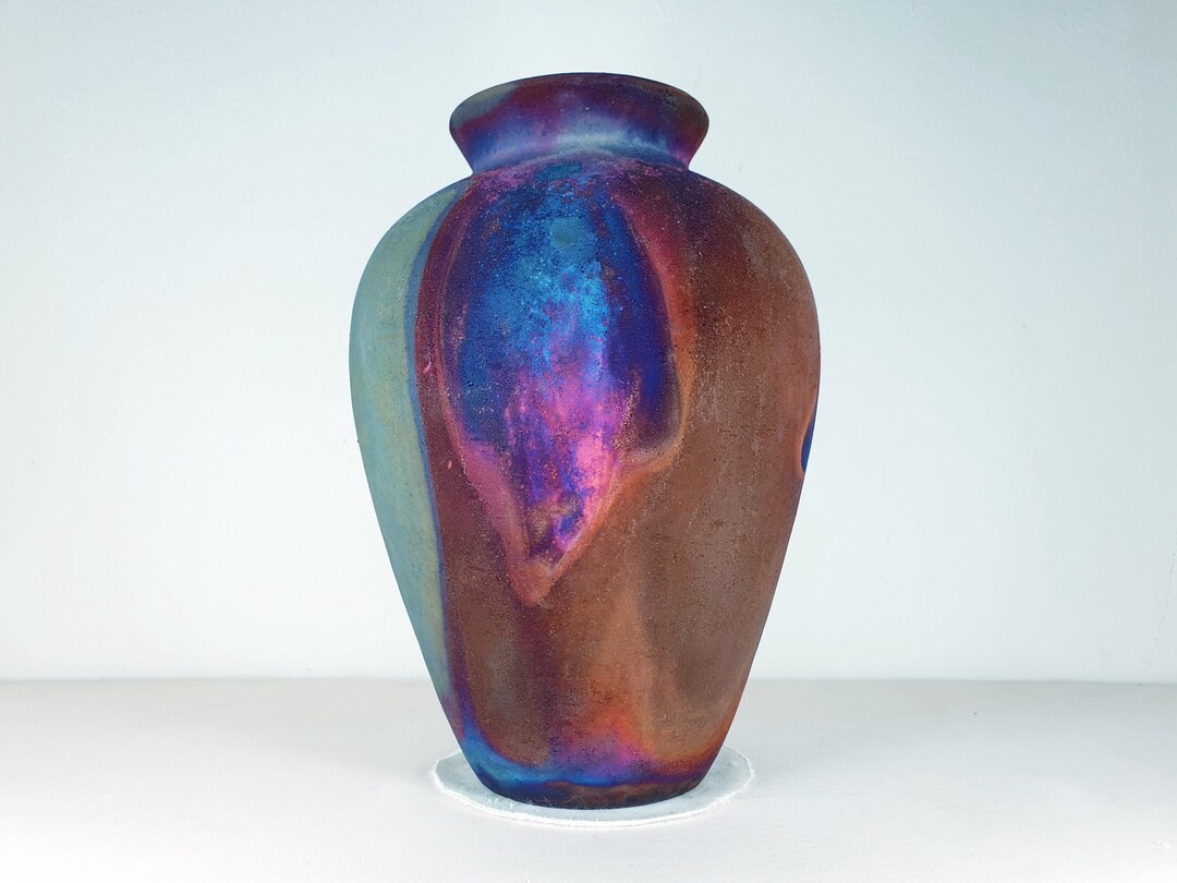 Copper Matt Raku Vase , Large Vase , 2.5 Liters Volume , Pottery ...