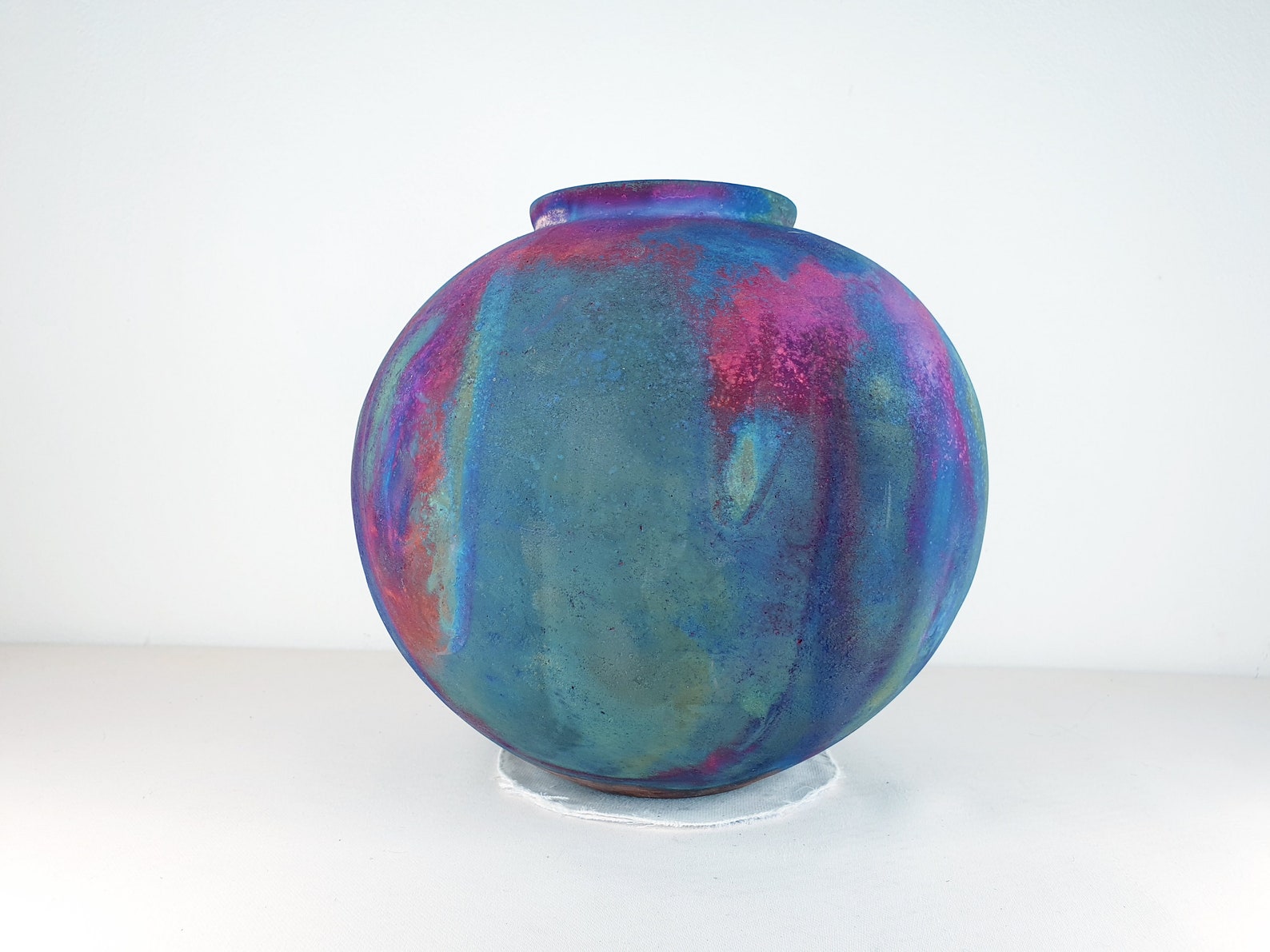 Handmade Copper Matte Raku Vase, Large 3 L Vessel, Artisan Made Pottery ...
