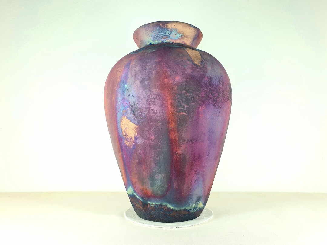 Copper Matt Raku Vase , Large Vase , 2.5 Liters Volume , Pottery ...