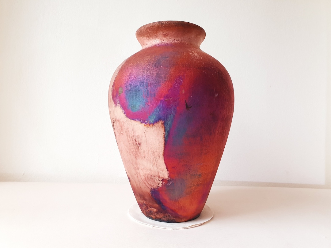 Copper Matte Raku Vase , Large Raku Vase , 2.5 Liters Volume , Raku ...