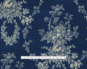 Blue Toile Fabric | Etsy