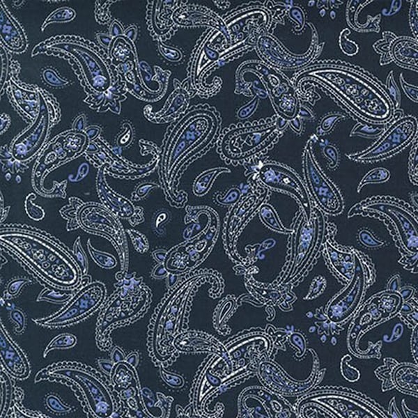 Navy Blue Paisley Fabric - Etsy