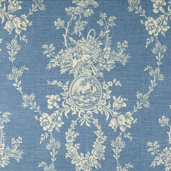 Blue Toile Fabric - Etsy