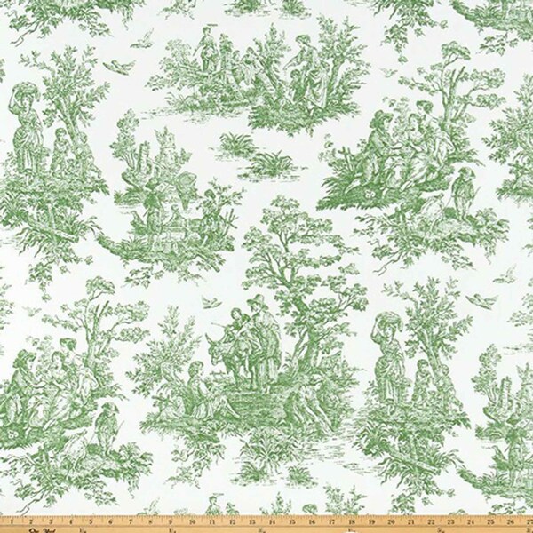 Toile Green Fabric - Etsy