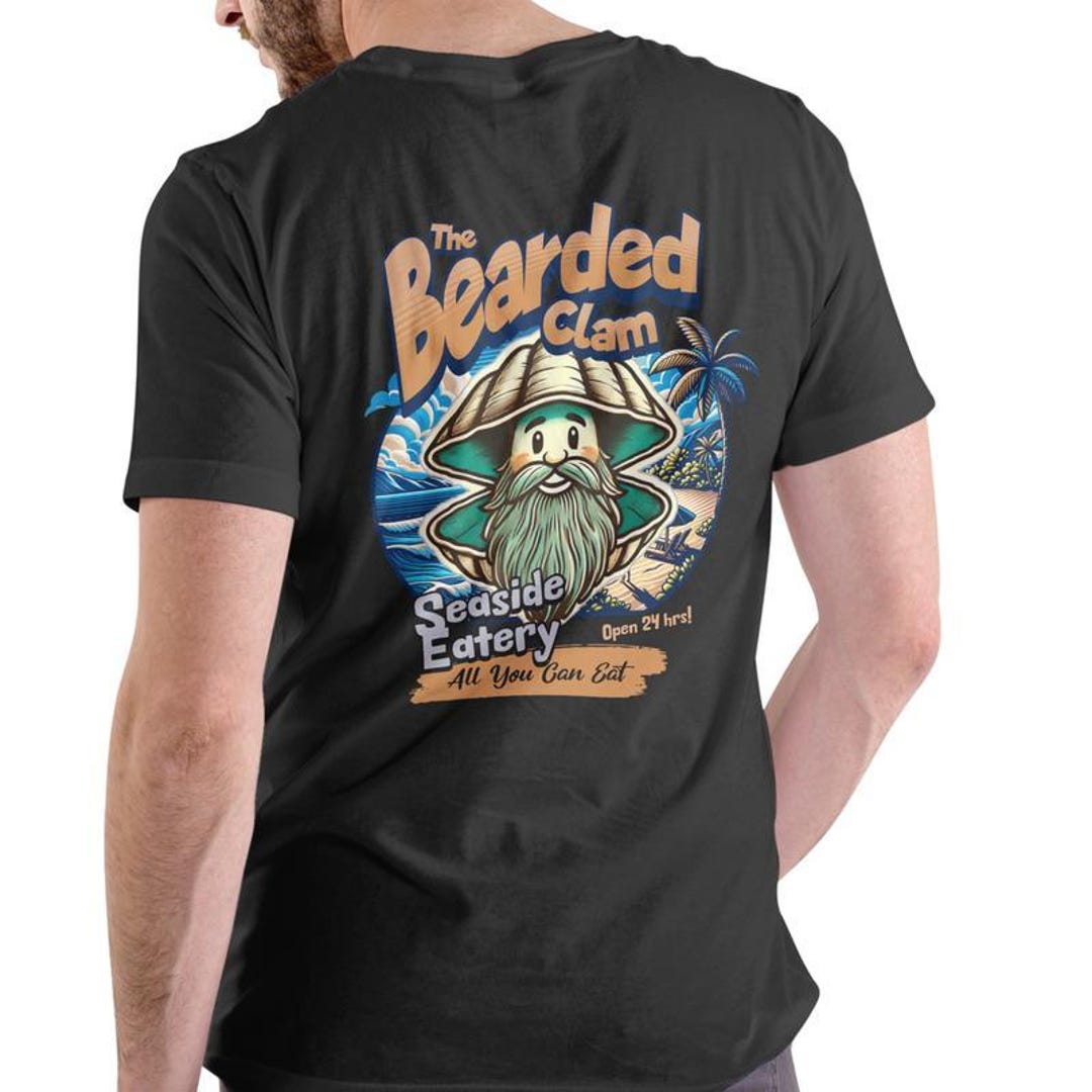 The Bearded Clam Seaside Eatery Graphic 2 Sided Hoodie, Unisex Crewneck ...