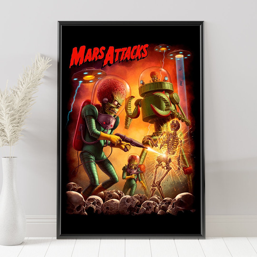 Mars Attacks Movie Poster, Canvas Poster, High Quality Print, Room Decoration, Art Poster for ...