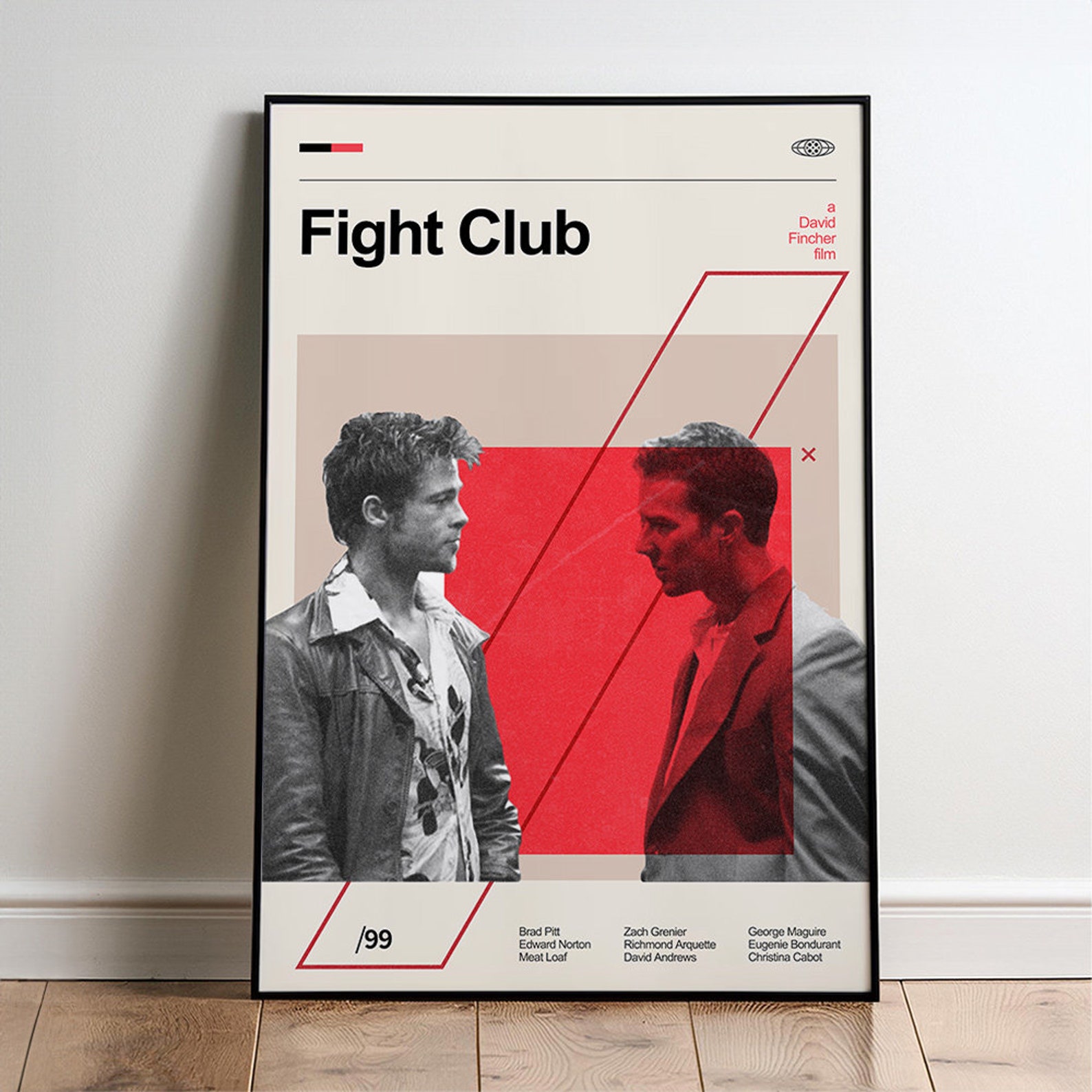 Fight Club Movie Poster Minimalist Midcentury Poster Wall Art Print ...