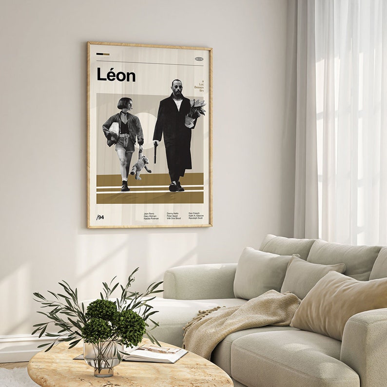 Léon Movie Poster Minimalist Midcentury Poster Wall Art Print Retro ...